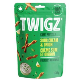 TWIGZ craft pretzels - Sour Cream & Onion 130 gr., 12/cs